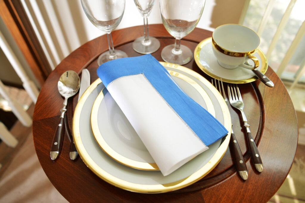 20″ Linen Hemstitch Napkin with Colored Borders – Monogrammable